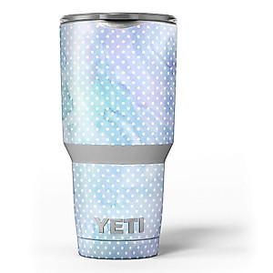 Design Skinz Micro Polka Dots Over Blue Watercolor Surface - Skin Decal Vinyl Wrap Kit Compatible with The Yeti Rambler Cooler Tumbler Cups