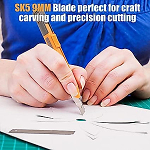 MulWark 100PC 9MM Snap Off 60 Degree Utility Knife Replacement Blades, Multi-Purpose Sharp Precision Box Cutter Blade for Universal Retractable Cutting Knives
