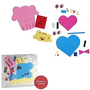 4E's Novelty Valentines Crafts for Kids Foam (Makes 12) Magnet Cupcake & Heart Cookie Kit Valentines Day Crafts for Kids Bulk for Classroom Home Activity