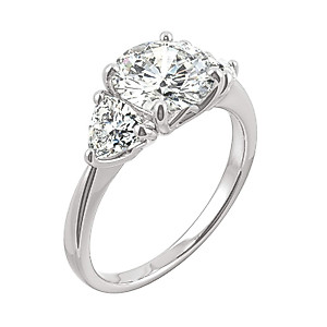 14K White Gold Moissanite by Charles & Colvard 8mm Round Engagement Ring-size 7 2.70cttw DEW