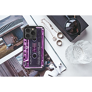 Cassette Tape Clear Pink Personalized Black Rubber Phone Case Compatible with Apple iPhone 15 Pro Max Plus, 14 Pro Max Plus, 13 Pro Max Mini, 12 Pro Max Mini, 11, X XS Max, XR, 8 7 Plus