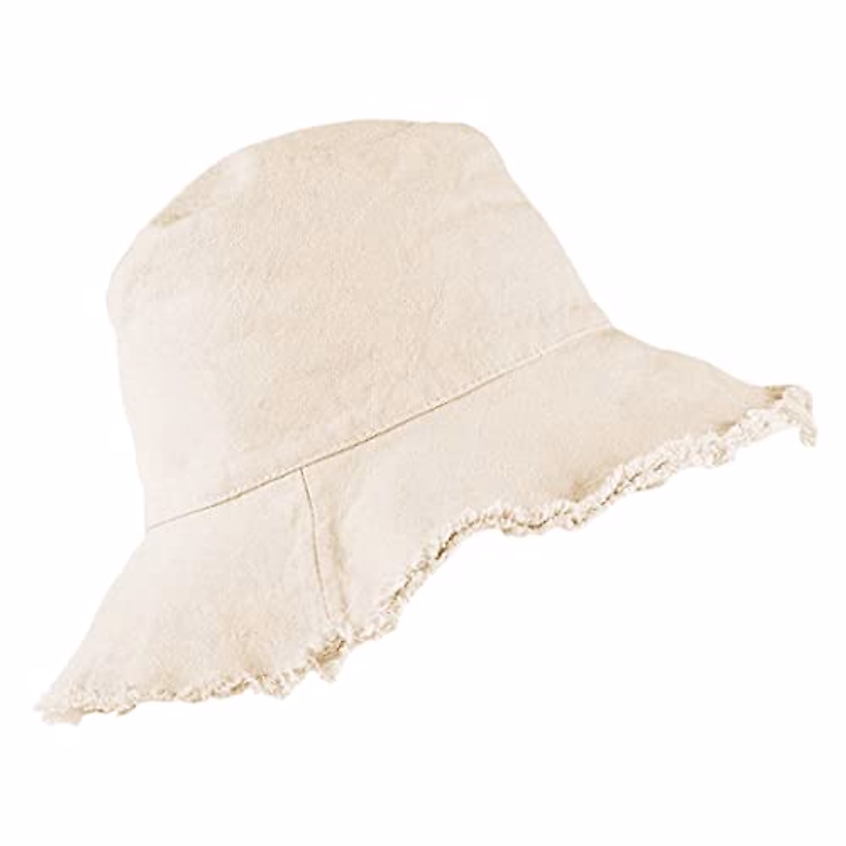 Bucket-Hat-Distressed Sun-Protection Washed-Cotton Beach-Sun-Hat - Summer-Wide-Brim(3.2inch Brim) Beach-Cap(Size:S-M) Beige