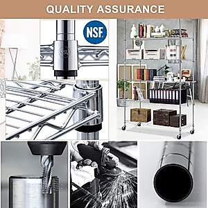 BestShop 6 Tier Wire Shelving Storage Metal Shelf Standing Shelf Units Height Adjustable Garage Shelving 48"x18"x82" with Wheels/Feet Levelers 2100lbs Capacity Commercial Shelving, Chrome