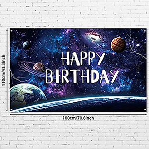 Space Galaxy Birthday Party Decorations Space Theme Backdrop Space Photography Background for Birthday Party Supplies Universe Milky Way Planet for Kid Boys Happy Birthday 70.8 x 43.3 Inches