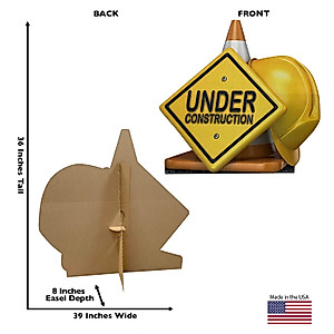 Cardboard People Under Construction Sign Life Size Cardboard Cutout Standup