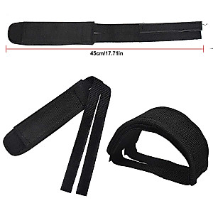 HQdeal 1 Pair Universal Bicycle Fixed Strap Anti-Slip Double Adhesive Pedal Toe Clip Strap Cycling Pedal Accessory (Black)