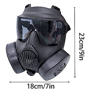 M50 Airsoft Mask Tactical Full Face Eye Protection Goggles Skull with Filter Fans Outdoor Sport CS Protective Paintball Eye Protection Gas Mask (Black)