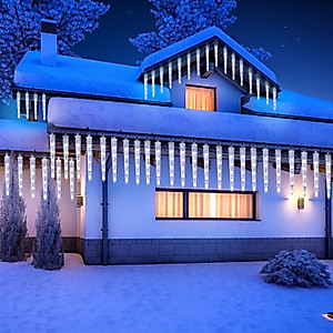 Icicle Lights Falling Rain Lights Meteor Shower Lights Christmas Lights, 10 Tubes 240 Twinkling LED, Falling Rain Drop Icicle String Lights for Christmas Trees, Christmas Decoration Holiday Wedding