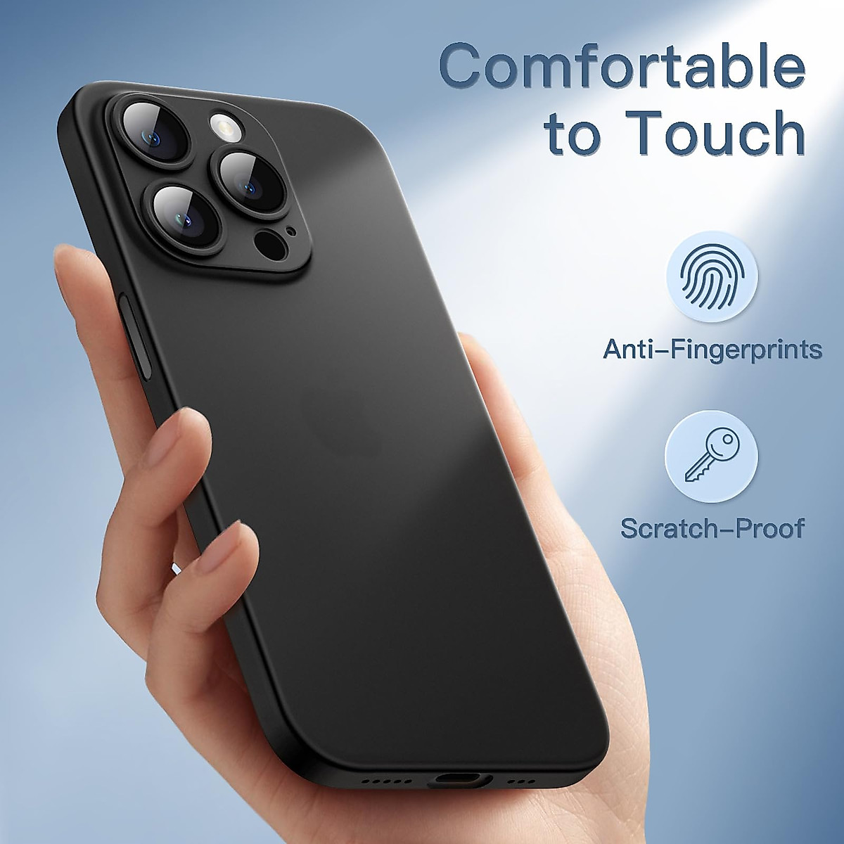 JETech Ultra Slim Case for iPhone 14 Pro Max 6.7-Inch, Camera Lens Cover Full Protection, Lightweight Matte Finish PP Hard Minimalist Case, Support Wireless Charging (Black)