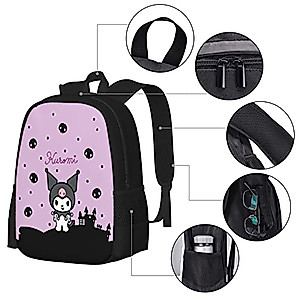 AMERMUSHAMILTON Kuro-mi Large Backpack Personalized Laptop Ipad Tablet Travel, Black, One Size