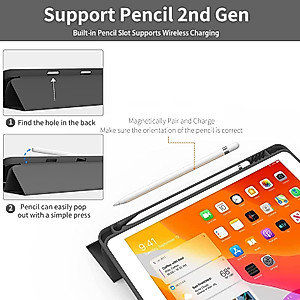 Kenke iPad 9th Generation Case 2021/iPad 8th Generation Case 2020/iPad 7th Generation Case 2019 iPad 10.2 Inch Case with Left Side Pencil Holder Soft PU Back Auto Wake/Sleep (Matcha Green)