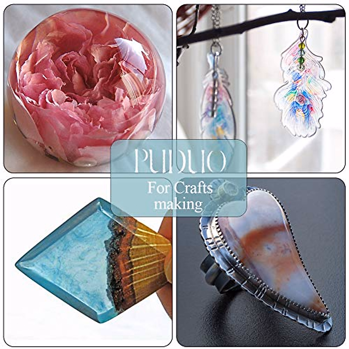 UV Resin Kit Clear Crystal for Jewelry Making 200g, Hard Type UV Epoxy Resin Glues Craft Kit for Molds with Starter Tool Kit by Puduo