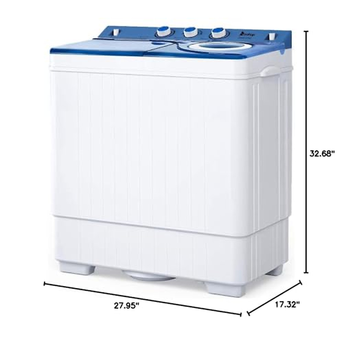 Winado 26LBS Portable Washing Machine, Compact Mini Washer Machine & Dryer Combo, Built-in Gravity Drain, Small Twin Tub Washer with Spin Cycle for Laundry Room, Apartments, Dorms, RV's (Blue)