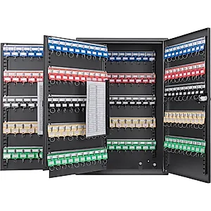 Barska Adjustable Key Cabinet Lock Box with Colorful Key Tag Labels - 300 Position - Combination Lock - Black