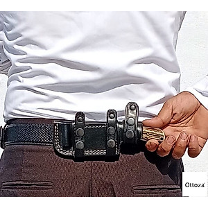 Ottoza Handmade Small Knife Sheath - Leather Knife Sheath RIGHT HAND Bushcraft Knife Sheath - Hunting Knife Sheath - Survival Knife Sheath - Horizontal Carry Black TOP GRAIN LEATHER No:171