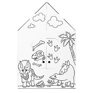Easy Playhouse Cardboard Dinosaur House - Kids Art & Craft for Indoor & Outdoor Fun, Color Dino Species, 32inchesX26.5inchesX40.5inches