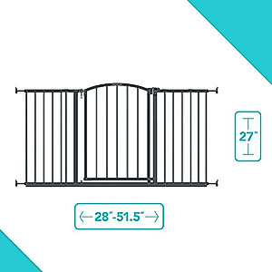Summer Extra Wide Decor Safety Baby Gate, Gray – 27” Tall, Fits Openings of 28” to 51.5” Wide, 20” Wide Door Opening, Baby and Pet Gate for Extra Wide Doorways
