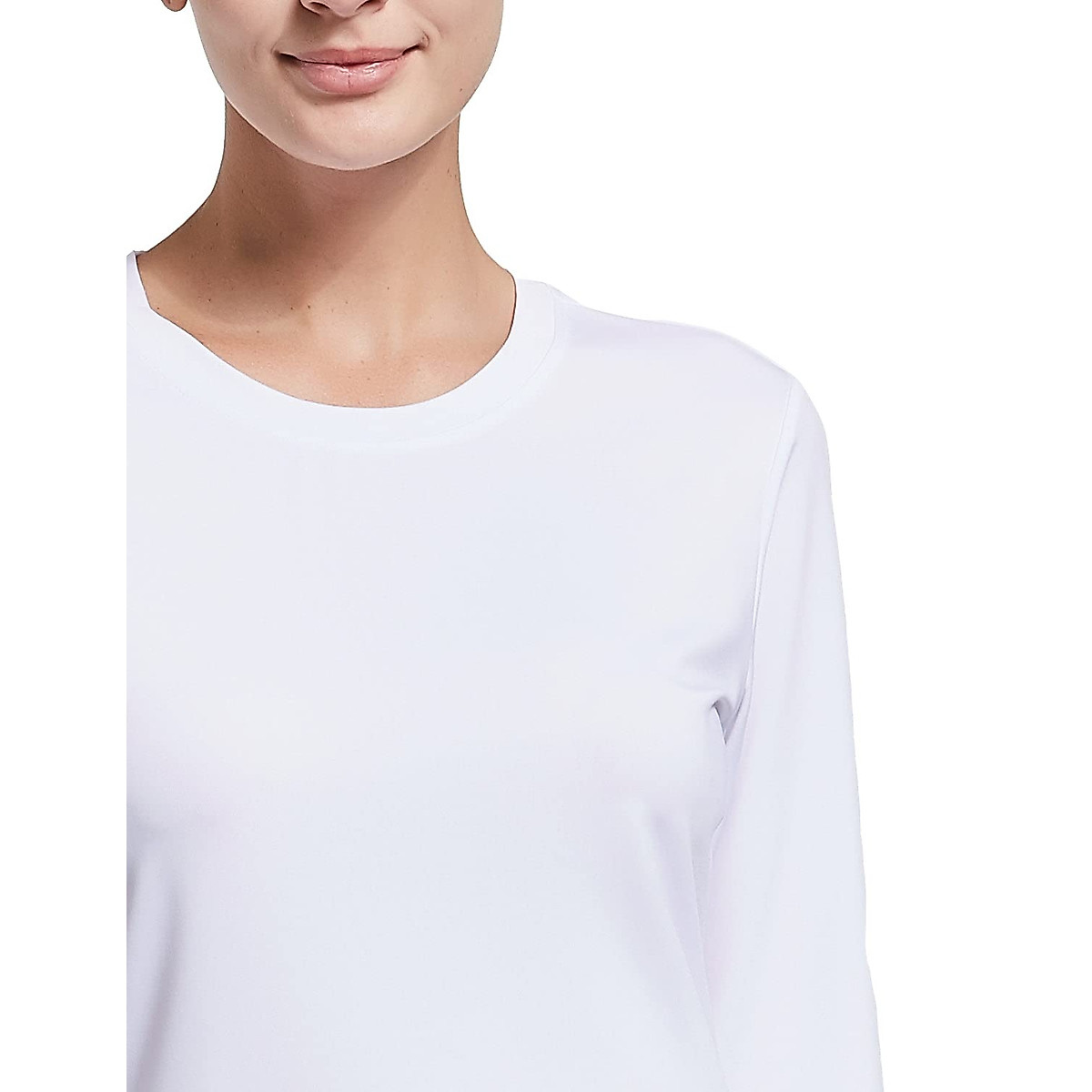 BALEAF Women's Long Sleeve Workout Tops Moisture Wicking Running Athletic Activewear UPF Tops Lightweight Soft White Size M