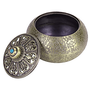 Incense Burner Holder Alloy Censer Burner with Hollow Cover Buddha Metal Incense Stick Holder Windproof Sandalwood Charcoal Stove Church Censer Ash Catcher for Home Office Tea House Yoga Studio Decor