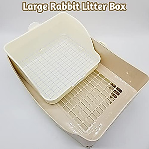 PINVNBY Rabbit Corner Litter Box with Drawer for Cage Small Animal Litter Pan Hanging Pet Feed Bowls Cage Potty Trainer Pet Toilet for Rabbit Bunny Guinea Pigs Chinchilla Ferret