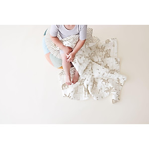 MakeMake Organics Organic Toddler Comforter GOTS Certified Organic Kids Blanket Cotton Infill Tufted - Reversible Ultra Soft Breathable Toys Girls (44"x60", Safari + Herringbone)