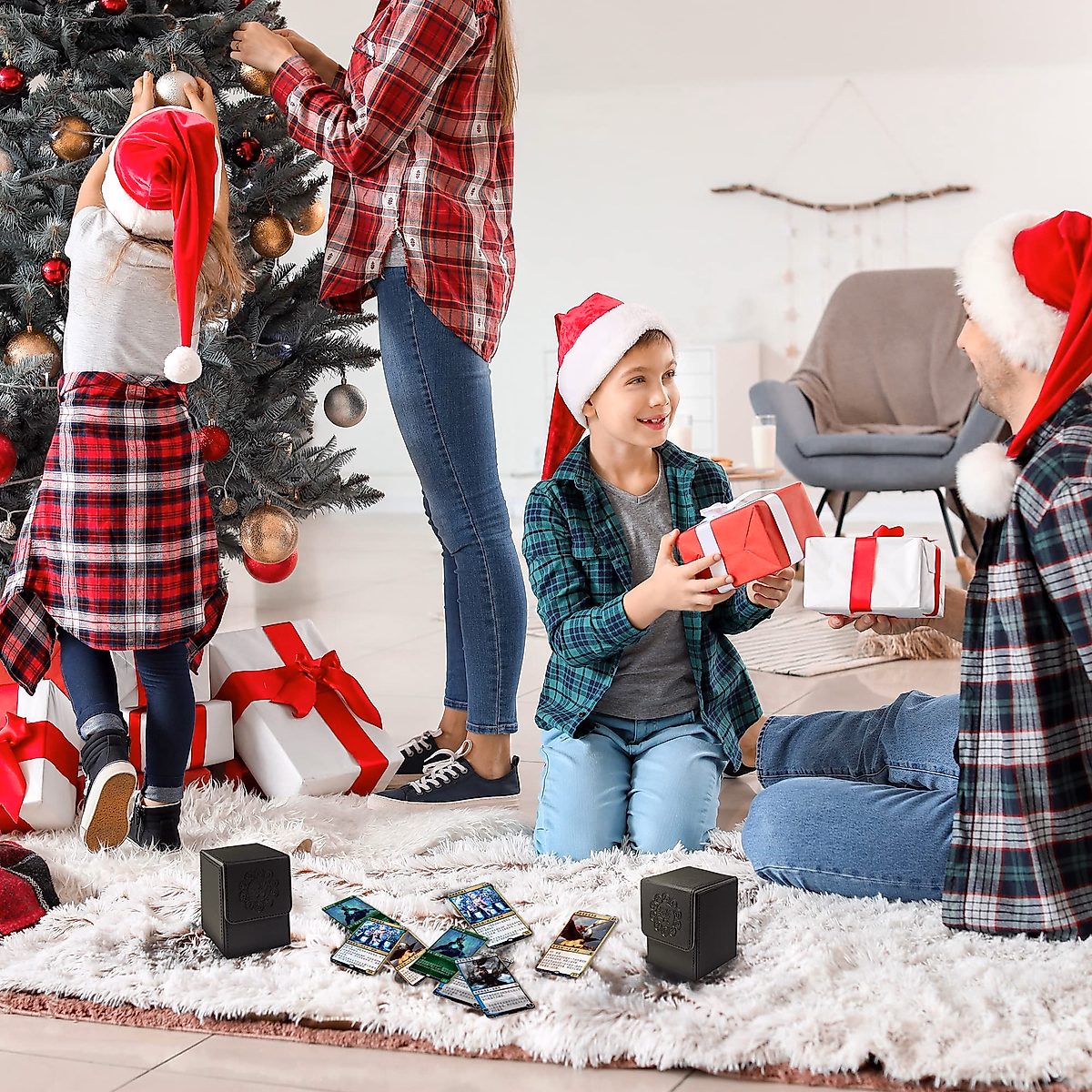 VERAGROW Card Deck Box for Cards Magnetic Deck Box, Commander Deck Box Fits Storage Boxes Card Holder Cases, PU Leather Strong Magnet Card Deck Case for card