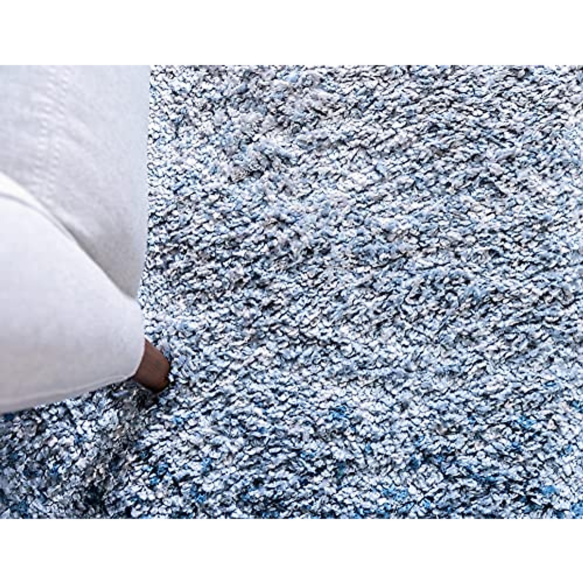 Unique Loom Hygge Shag Collection Modern Moroccan Inspired, Plush & Cozy Area Rug, 4 ft x 6 ft, Blue/Ivory