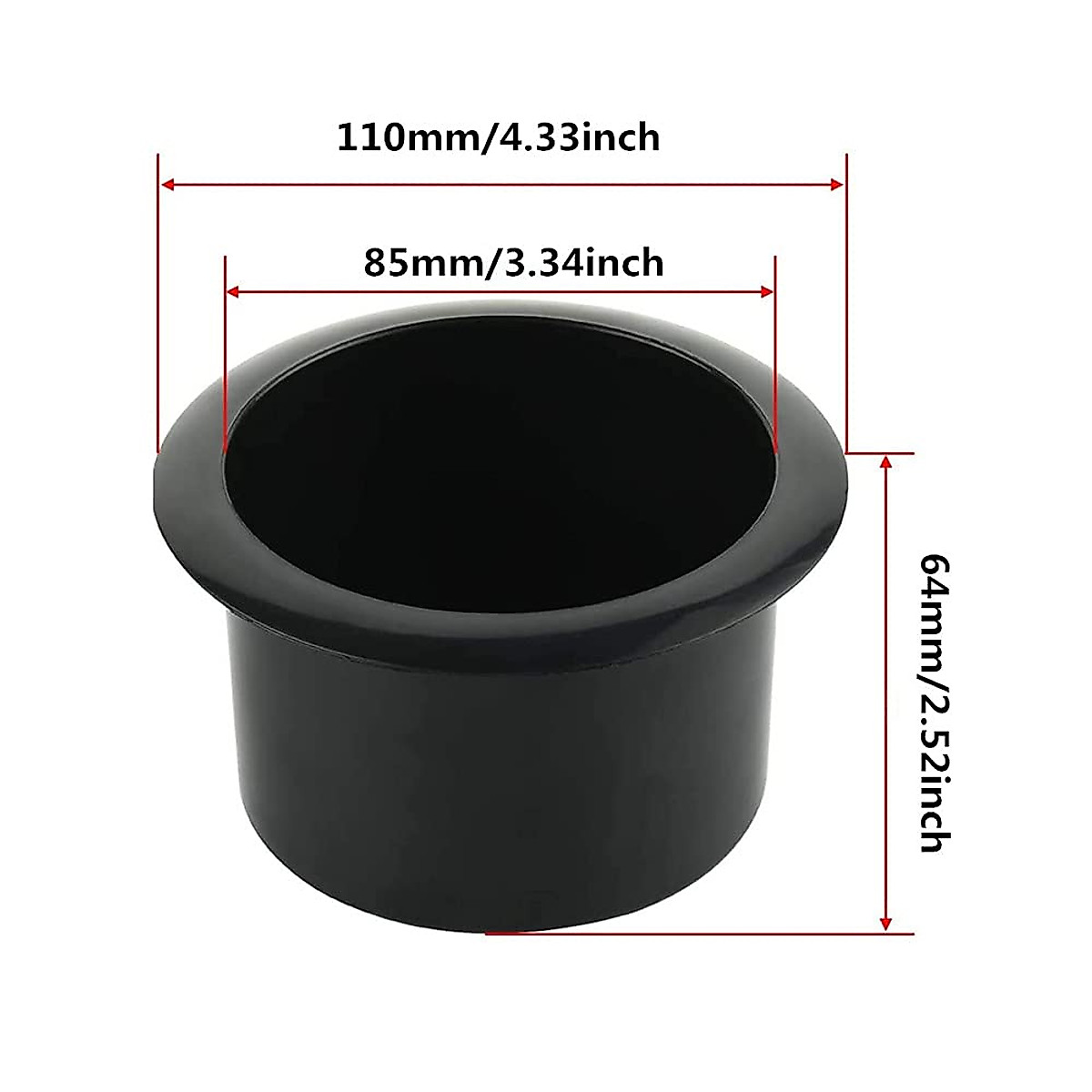 2 Pcs Plastic Cup Holder Insert for Car Sofa, Recliner Handles Replacement Cup Holder for Boat Truck RV Couch Poker Table (Black)