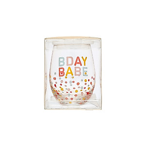 Pearhead Bday Babe Wine Glass, Birthday Party Favor, Birthday Party Accessory, Birthday Celebration Supplies, Great Gift Ideas for Her,15 oz.