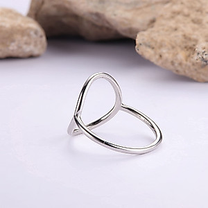 MILACOLATO 925 Sterling Silver Ring for Women 18K White Gold Plated Open Circle Karma Rings Polished Fashion Simple Plain Stackable Statement Promise Rings Comfort Fit Size 9