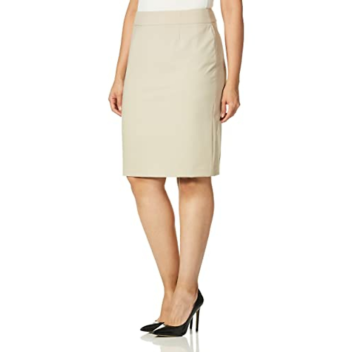 Calvin Klein Women's Straight Fit Suit Skirt (Regular Sizes), Khaki, 16 Plus