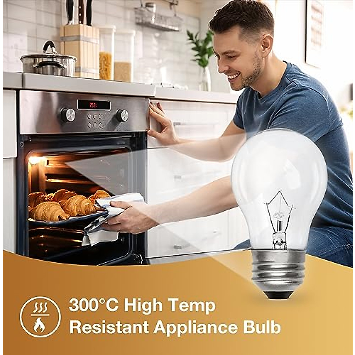 SalHawze Oven Bulb 40W Microwave E26 Medium Base, A15 Appliance Bulb, High Temperature Resistant 300 Degree Appliance Bulb Suitable for Oven, Stove, Refrigerator