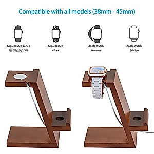 Shevvi Stand for Apple Watch, 2 in 1 Walnut Wood Phone Stand Holder for iPad Tablet, Desktop Stand Charging Dock for iPhone 14 13 12 11 All Series and Apple Watch Series 8/SE2/7/6/SE/5/4/3/2/1
