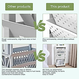 5-Tier Plastic Mobile Bookshelf with Wheels, Desk Organizer Document Folder File Storage with Pen Holder,Rolling Book Cart Movable Bookshelf for Office, Dorm, Classroom,Library, Living Room (White)