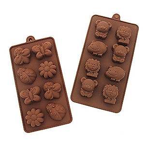 Non-stick Candy Jelly Molds, Chocolate Molds, Soap Molds, Silicone Baking Molds - Forest Cute Theme Happy Bear, Lion, Hippo - More Fun, Toy Kids Set, Set of 2 (Animal)