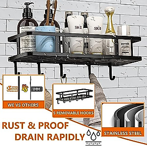 CIT ZCFYU Shower Caddy Bathroom Shelf Organizer 3 Pack, Strong Adhesive Shower Shelves for Inside Shower Accessories,Black Shower Corner Basket with Soap Holder,Stainless Steel Shower Storage Rack