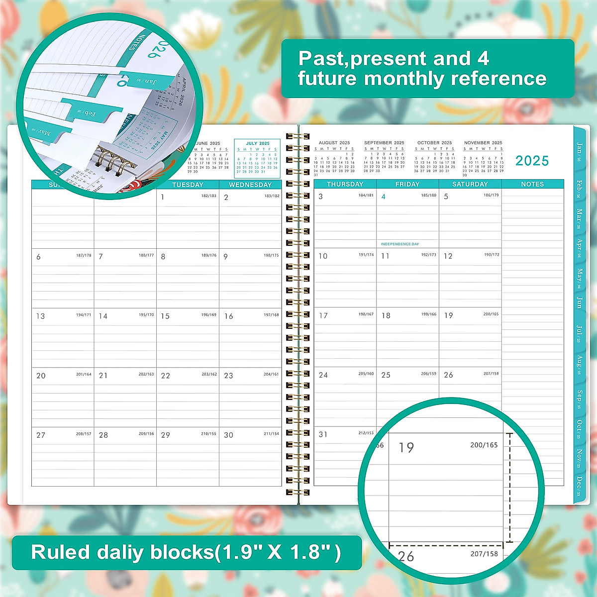 2023-2024 Monthly Planner/Calendar - Monthly Planner 2023-2024 from JUL. 2023 - DEC. 2024, 9" x 11", 2023-2024 Planner with Tabs & Pocket, Contacts and Passwords, Twin-Wire Binding, Perfect Organizer