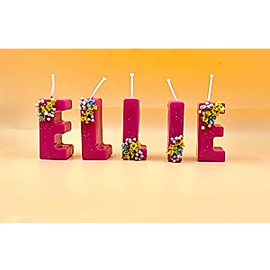 Personalized Birthday Candle. Cake Toppers. Candles with flowers. Candles for all occasions. (hot pink)