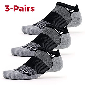 Swiftwick- MAXUS ZERO Tab (3 Pairs) Running & Golf Socks, Maximum Cushion (Black, Small)