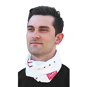 Rawlings Multi-Functional Face, Neck and Head Gaiter - White Baseball Stitched