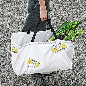 Bicycle Full Print Large Capacity Laundry Organizer Tote Bag - Reusable and Foldable Oxford Cloth Shopping Bags