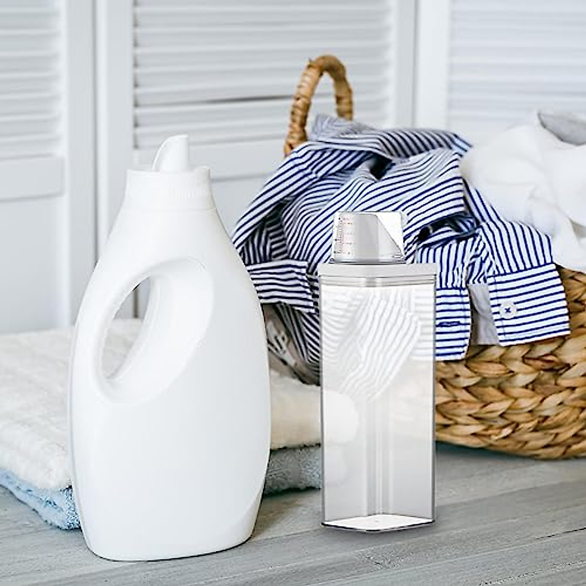 Laundry Detergent Dispenser, Washing Powder Clear Bottles, Laundry Room Washing Powder Bottles, Large Capacity Empty Laundry Refill Bottles, Storage Containers for Soap Detergents Washing Powder