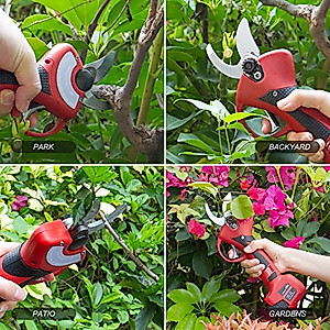 Brushless Cordless Pruning Shears, 20V Electric Pruner Battery Powered, 1 Inch Cutting Diameter, Tree Branch Pruner Garden Shears 2pcs Backup Rechargeable Battery, 3-4 Working Hours