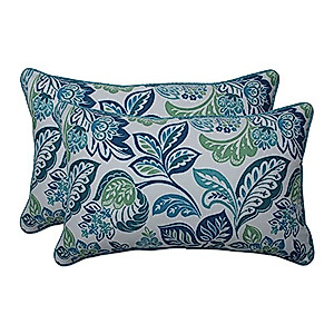 Pillow Perfect Outdoor/Indoor Dailey Opal Lumbar Pillows, 11.5" x 18.5", Blue 2 Count