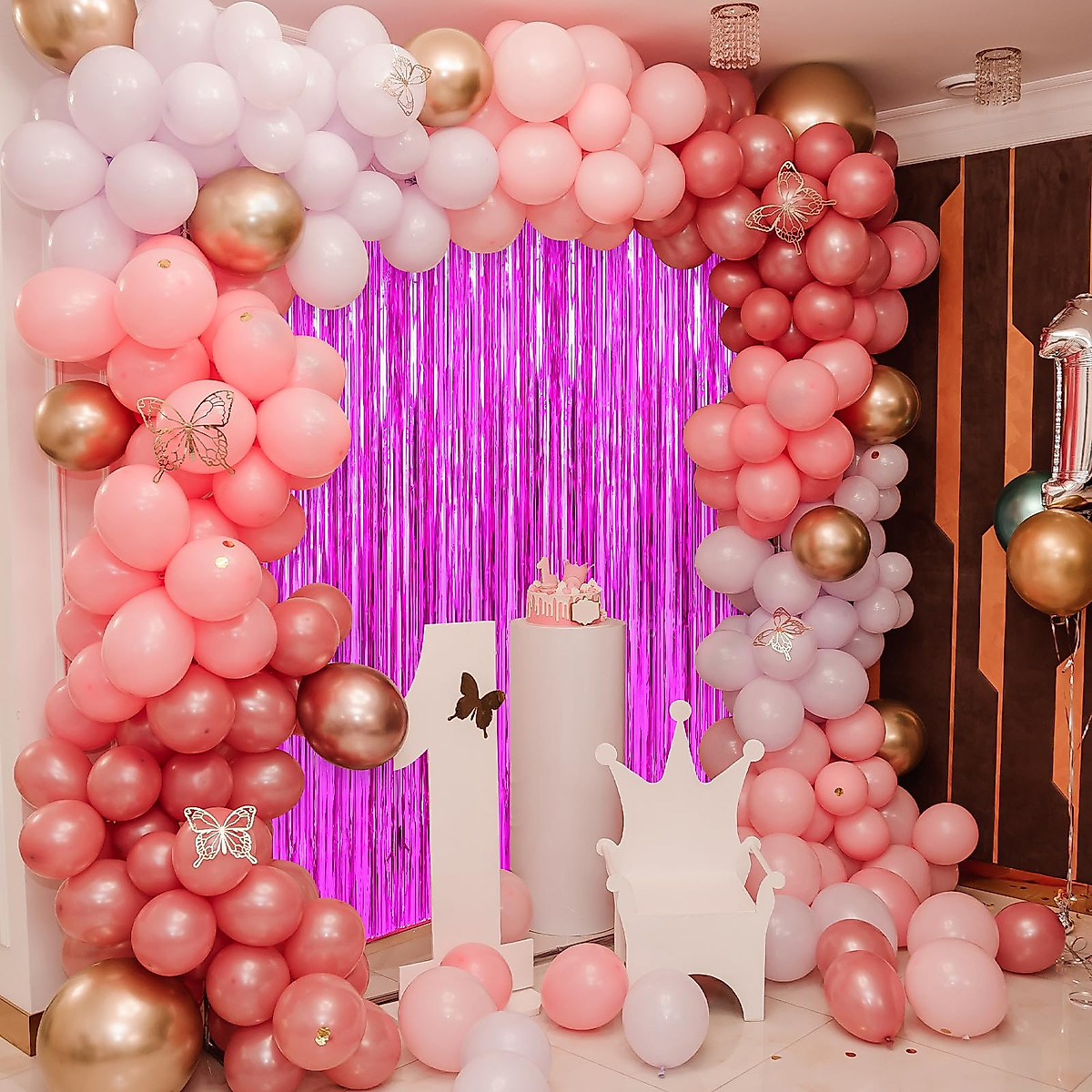 Crosize 3 Pack 3.3 x 9.9 ft Hot Pink Foil Fringe Backdrop Curtain, Streamer Backdrop Curtains, Streamers Birthday Party Decorations, Tinsel Curtain for Parties, Photo Booth Backdrops, Party Décor