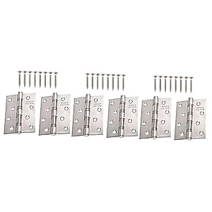 DOITOOL 6 Pcs 4 Home Furniture Hardware Interior Hinge with Screws Folding Door Hinge Folding Hinge Plated Hinge Bearing Steel Hinge Mute Flat Hinge Door Loose-Leaf Hinge Bearing Household