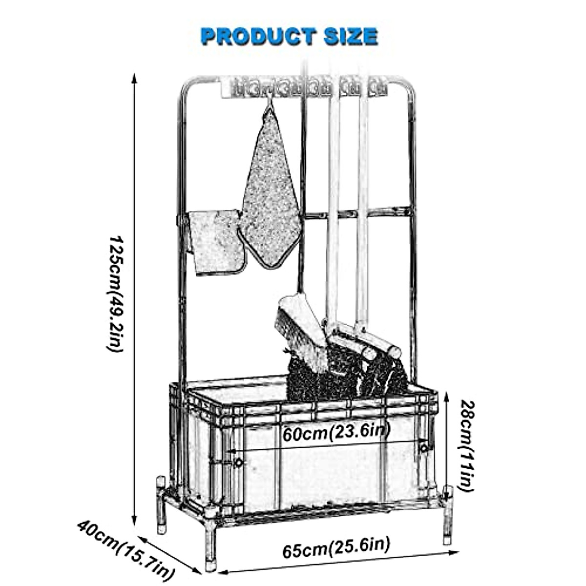Mop Service Basin with Mop Holder, Commercial Floor Mop Sink Wash Station Household Balcony Laundry Tub Bathroom Slop Sink