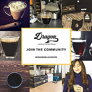 Dragon Glassware Espresso Cups, Clear Glass Double Wall Insulated Coffee Cups, Keeps Beverages Hot or Cold Longer, 6oz, Set of 2