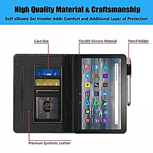 POIUYTREW Case for All-New Amazon Kindle Fire 7 Tablet (7", 12th Generation, 2022 Release) Latest Model - PU Leather Folio Case with Smart Auto Wake/Sleep, Flame Football