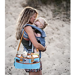 MELWEY Diaper Caddy - Newborn Essentials Must Haves,Baby Registry Basket,Nursery Changing Table and Car Storage Basket Organizer for Baby Boys Girls Shower Gift (Blue With Straps)